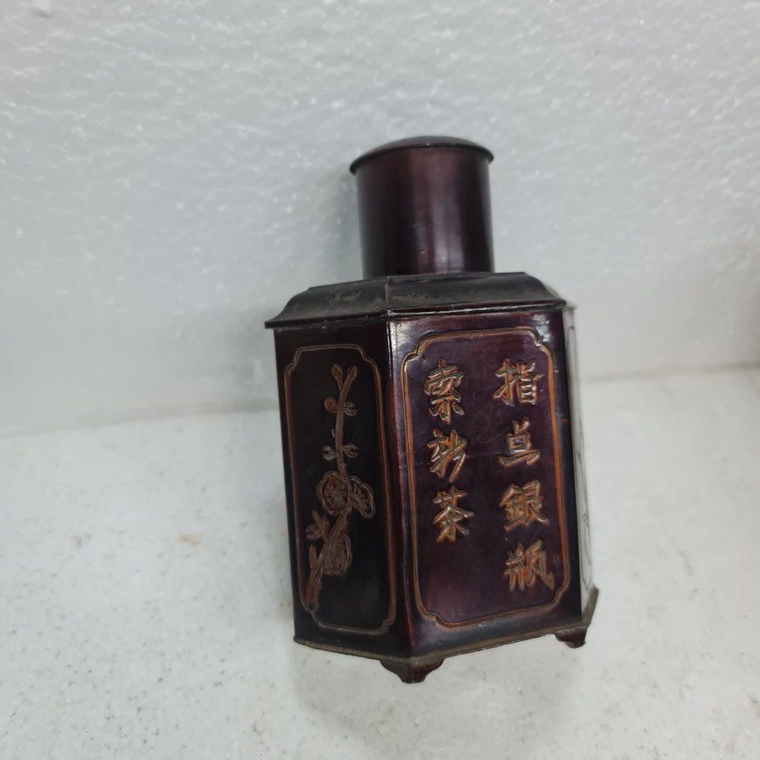 Lead Chinese tea container tea caddy, Hobbies & Toys, Memorabilia ...