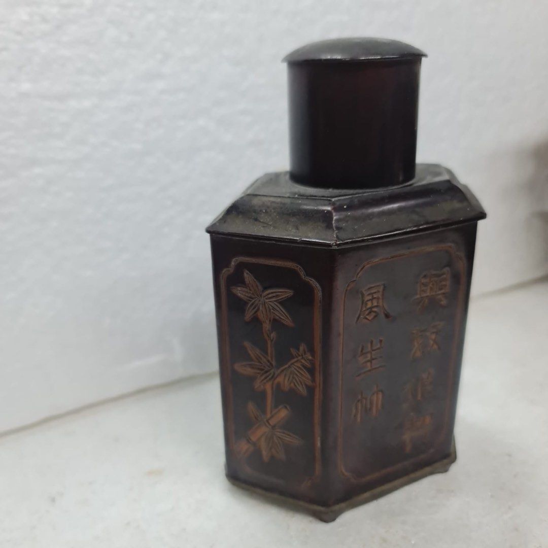 Lead Chinese tea container tea caddy, Hobbies & Toys, Memorabilia ...