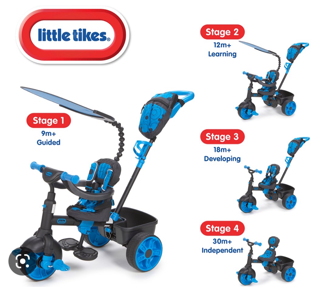 Little Tikes 4-in-1 Deluxe Edition Trike (Blue) tricycle , Babies & Kids, Going Out, Strollers ...