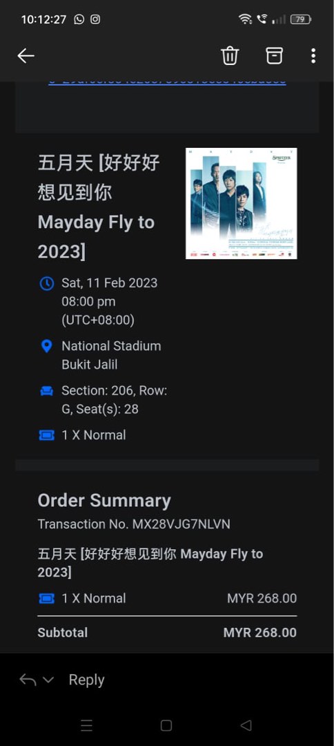Mayday 2023 concert P6 206, Row G seat 28, Tickets & Vouchers, Event ...