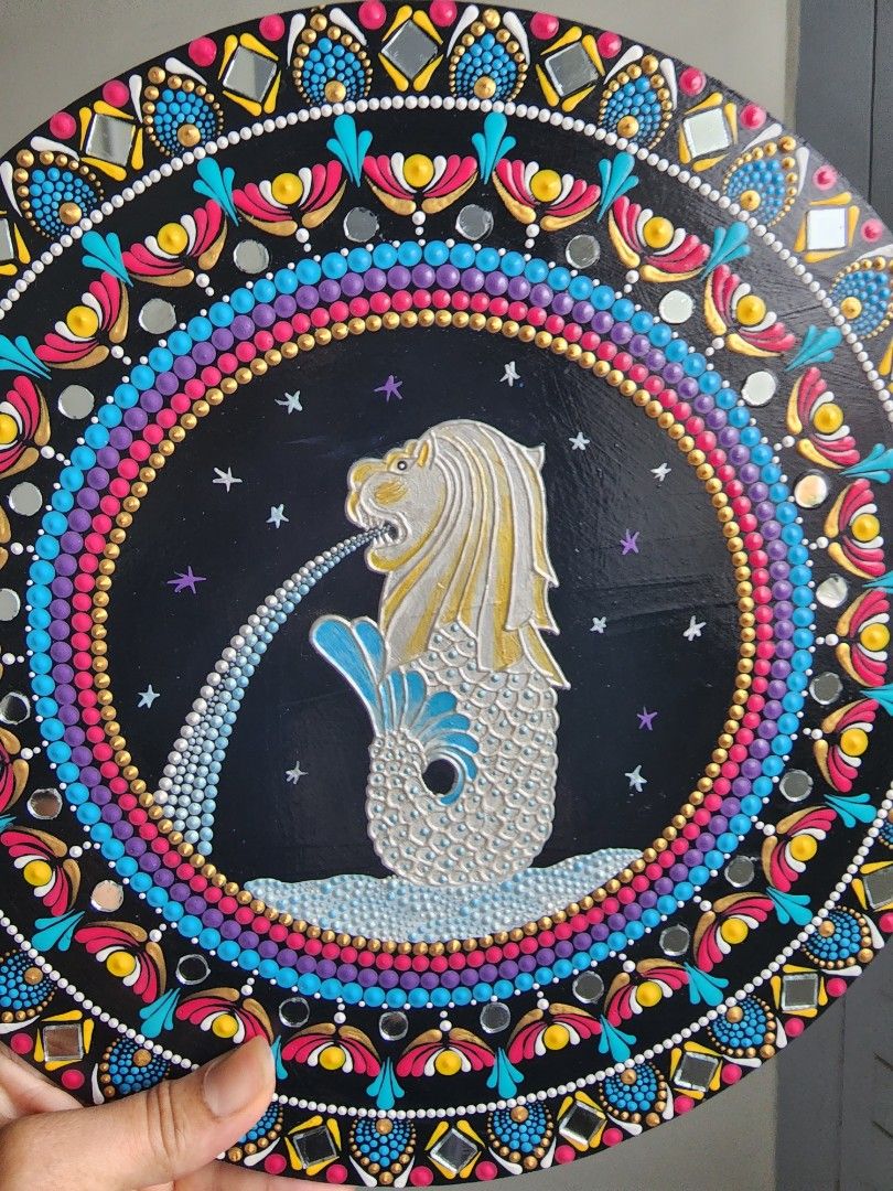 Merlion mandala dot painting, Hobbies & Toys, Stationery & Craft, Art ...