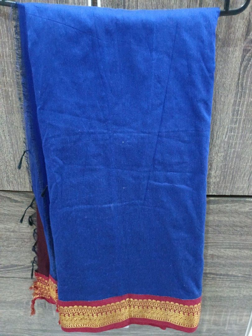 Merun blue saree, Women's Fashion, Dresses & Sets, Traditional & Ethnic ...