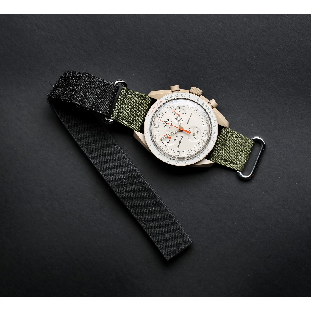 MoonSwatch / Speedmaster Velcro Strap ( Moss Green ), Men's Fashion ...