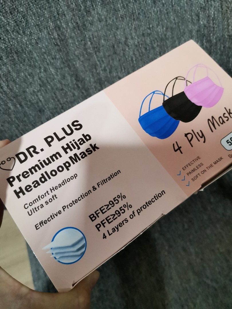 New Dr Plus Hijab Headloop Mask, Health & Nutrition, Face Masks & Face ...