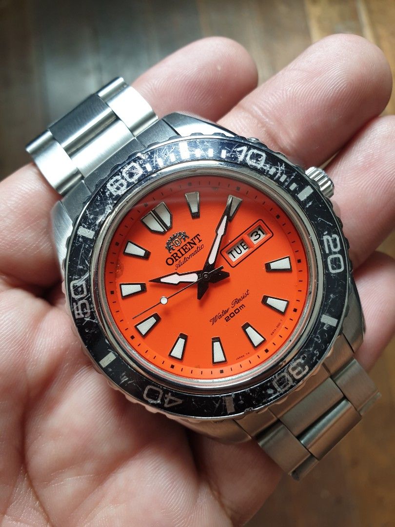 Orient mako xl orange dial, Men's Fashion, Watches & Accessories ...