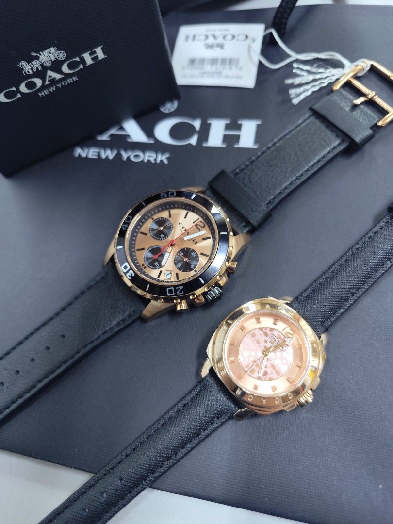 ORIGINAL Coach couple watch jam tangan leather watch, Luxury, Watches ...
