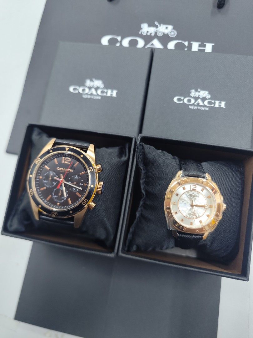 ORIGINAL Coach couple watch jam tangan leather watch, Luxury, Watches ...