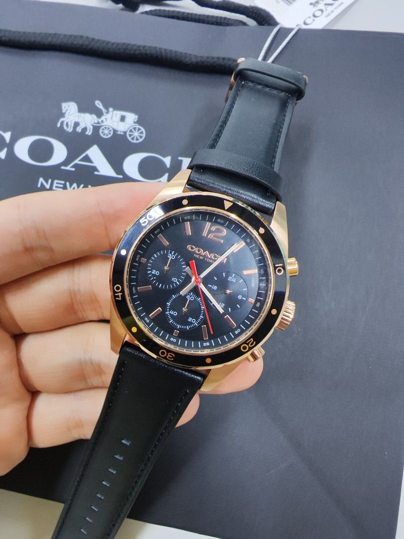 Original Coach men watch leather jam tangan lelaki, Men's Fashion ...