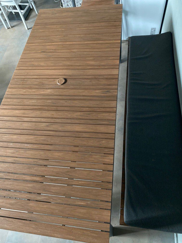 Outdoor long table & bench, Furniture & Home Living, Outdoor Furniture ...