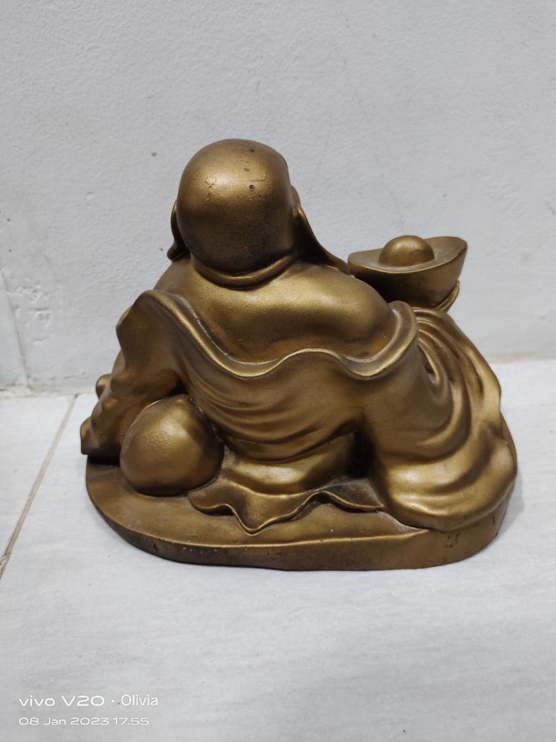 Patung Budha Julai Fiber Koin Emas Kuno Jadul Antik, Antik, Pajangan di Carousell