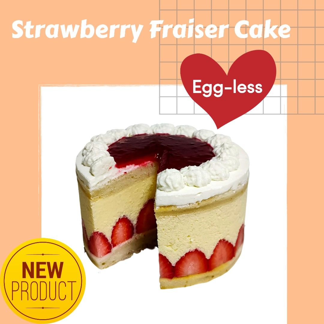 (Pre-order) Egg-less Strawberry Fraiser Cake (15cm), Food & Drinks ...