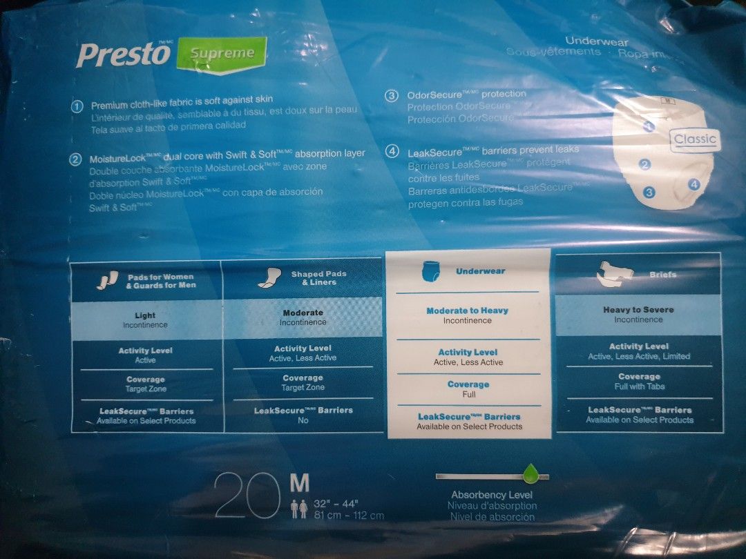 PRESTO ADULT DIAPER SUPREME 20 PCS, Beauty & Personal Care, Sanitary ...