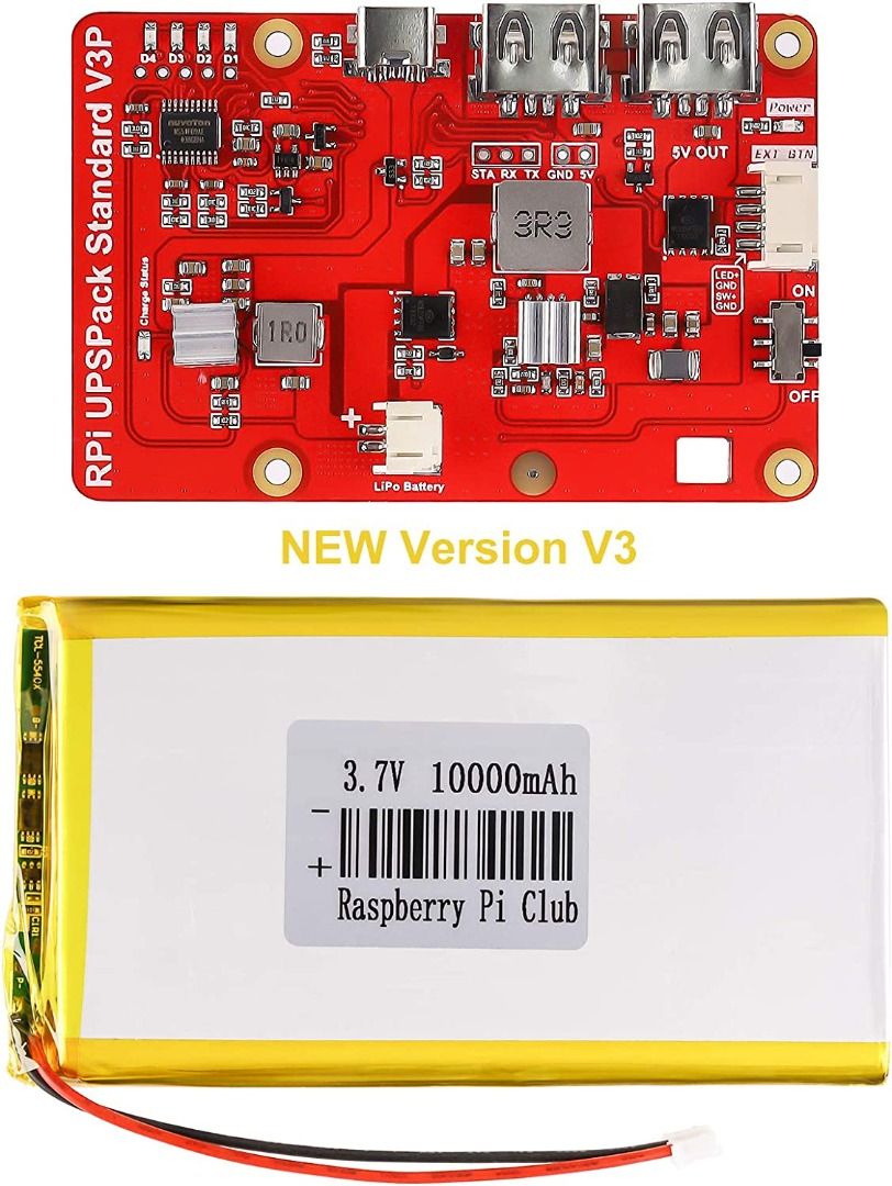 Raspberry Pi 4 Battery Pack UPS, RPI Pack Standard 10000mAh Raspberry ...