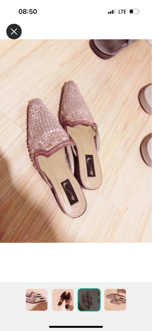 Sepatu pesta pink glitter brukat lace party, Fesyen Wanita, Sepatu di ...