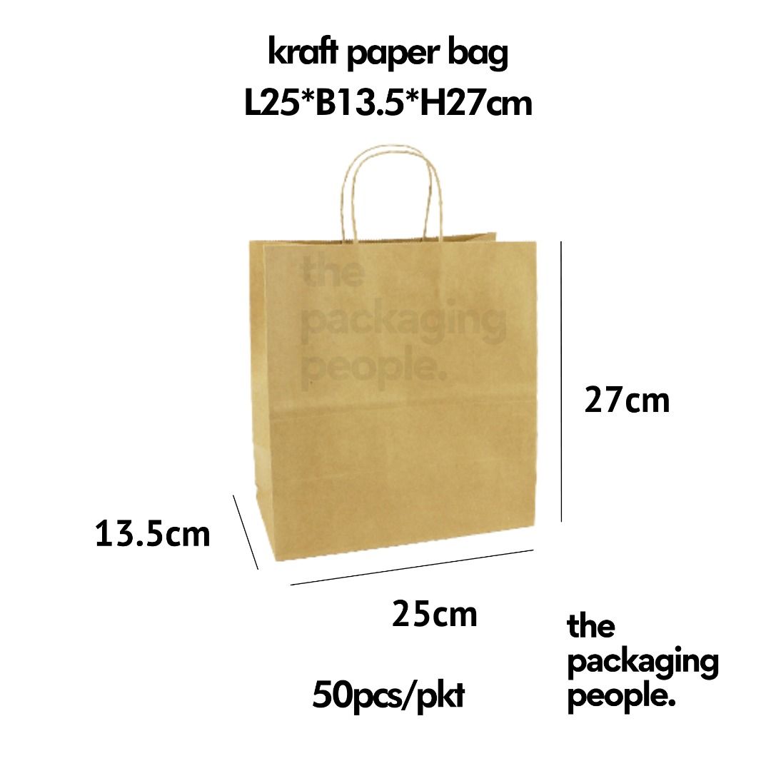 [SG Ready-Stock] Kraft Paper Bag 50Pcs/Pkt (Various Sizes Available ...