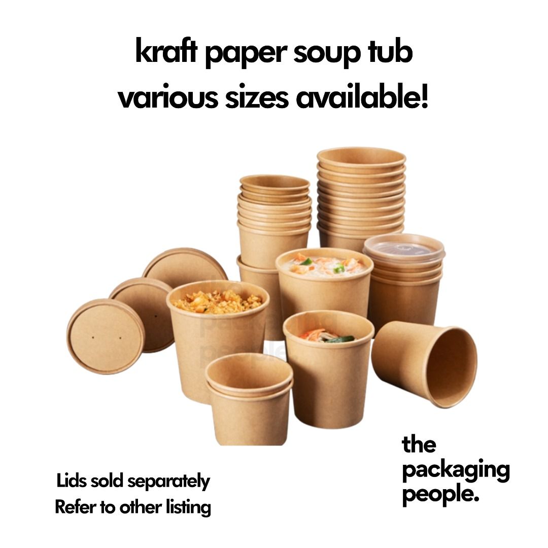 [SG Ready-Stock] Kraft Paper Soup Tub 500Pcs/Ctn (Various Sizes ...