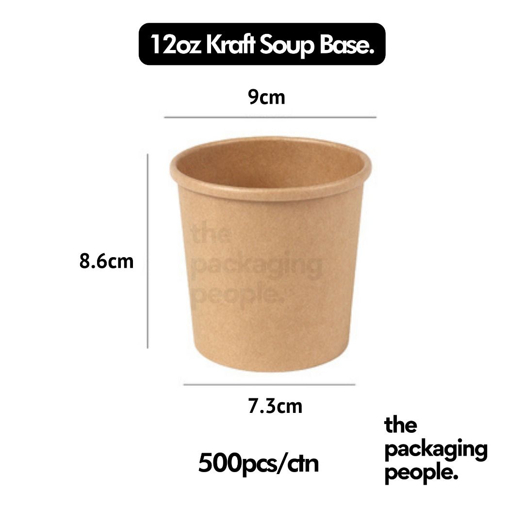[SG Ready-Stock] Kraft Paper Soup Tub 500Pcs/Ctn (Various Sizes ...