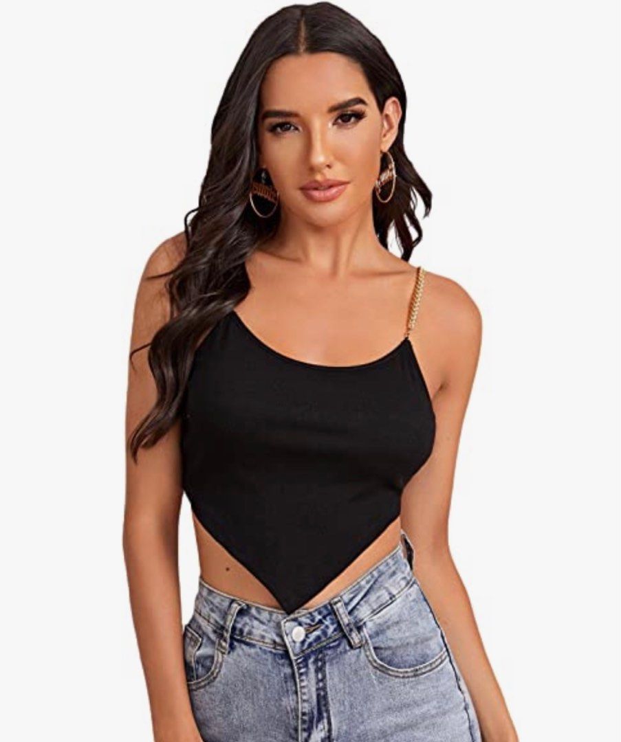 Shein Chain Strap Bandana Top, Women's Fashion, Tops, Sleeveless on ...