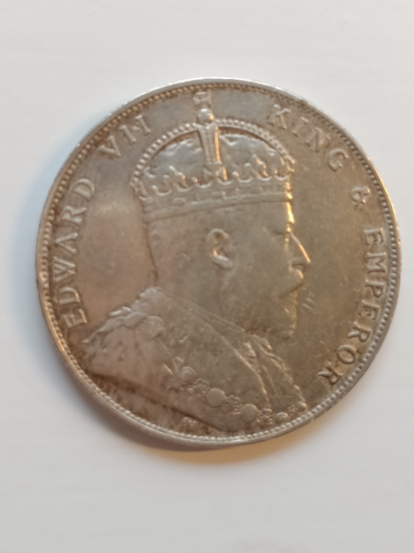 Silver Coin: 1908 King Edward VII Straits Settlements One Dollar Silver ...