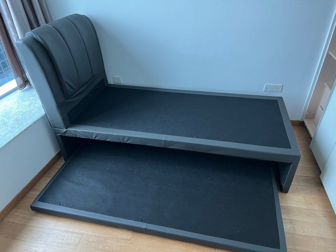 Single pull out bed with mattress, Furniture & Home Living, Furniture ...