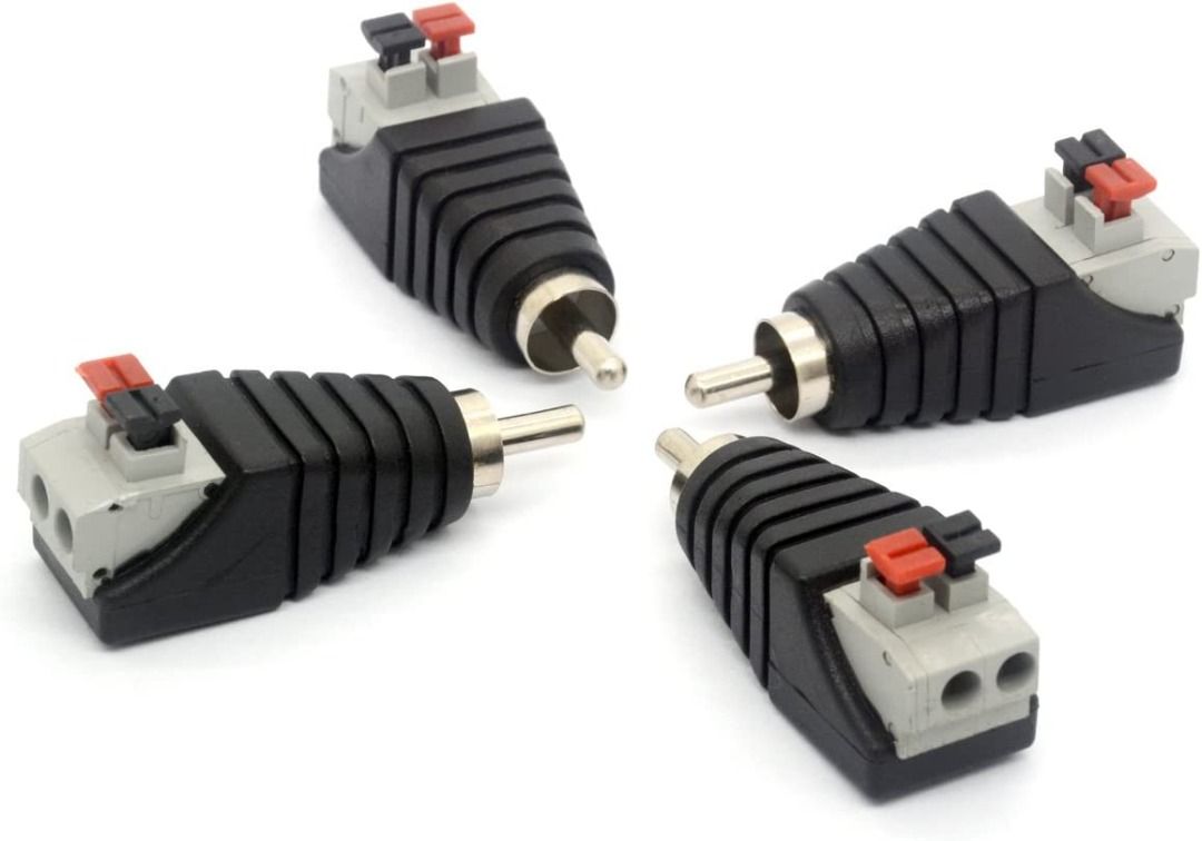 Speaker Phono RCA Male Plug to AV 2 Screw Terminal Female Audio Video Balun Spring Press Type ...