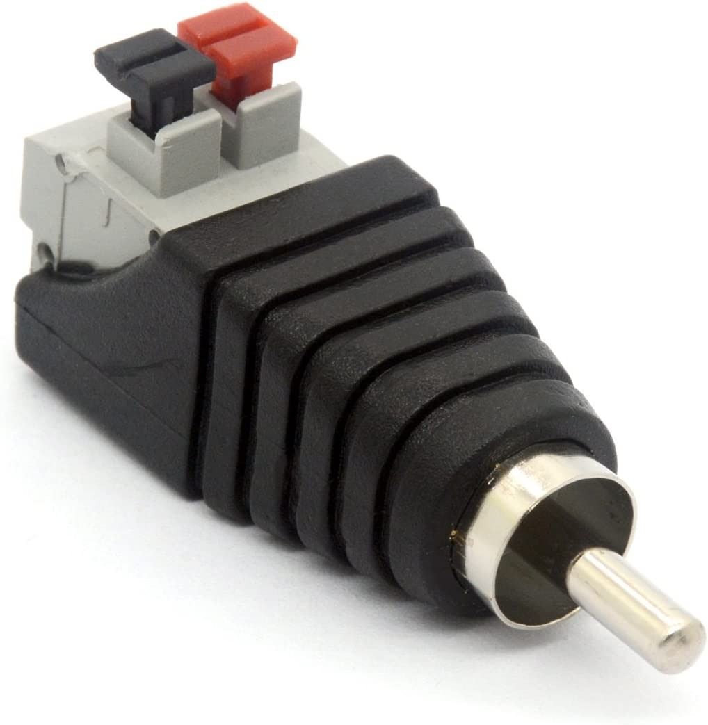 Speaker Phono RCA Male Plug to AV 2 Screw Terminal Female Audio Video Balun Spring Press Type ...