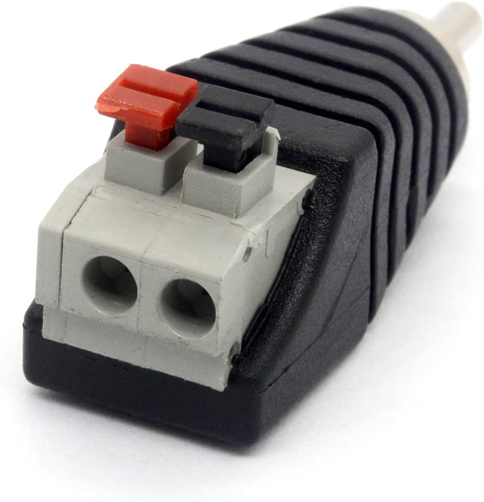Speaker Phono RCA Male Plug to AV 2 Screw Terminal Female Audio Video Balun Spring Press Type ...