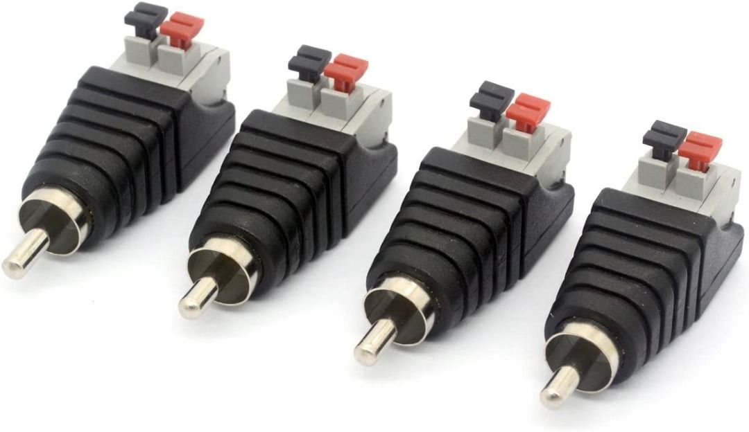 Speaker Phono RCA Male Plug to AV 2 Screw Terminal Female Audio Video Balun Spring Press Type ...