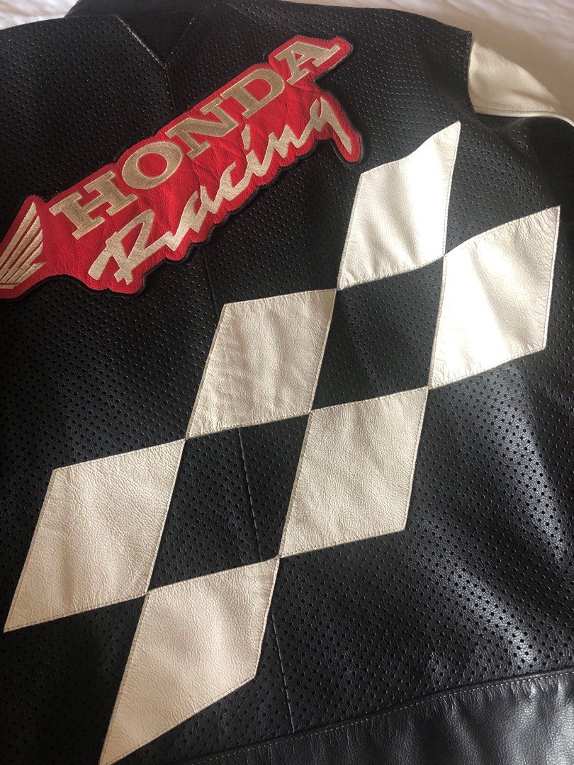 STEAL Rare Honda Racing Leather Motorcycle Varsity Biker Vintage Jacket ...