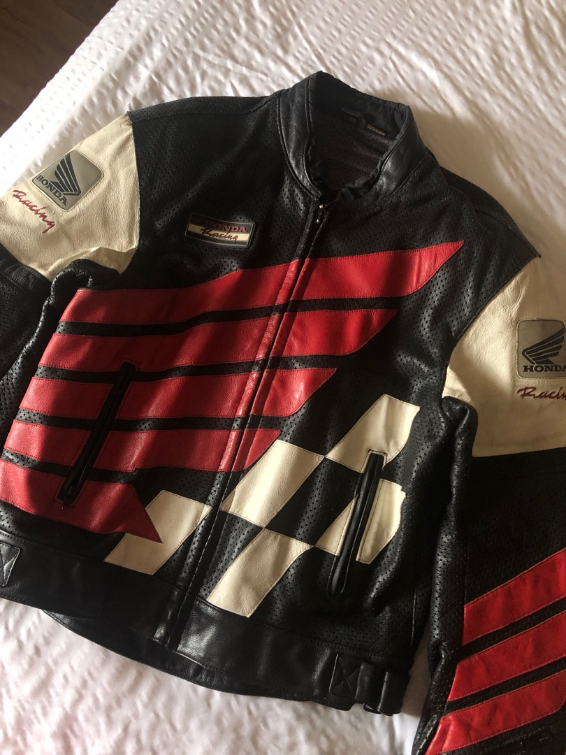STEAL Rare Honda Racing Leather Motorcycle Varsity Biker Vintage Jacket, Men's Fashion, Coats ...