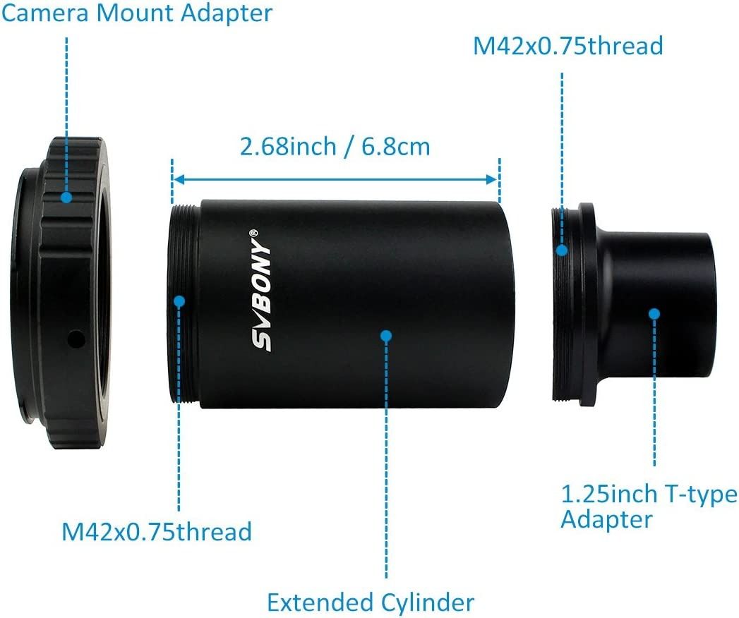 Svbony T Ring Adapter, Telescope Mount Adapter 1.25in, All Metal ...