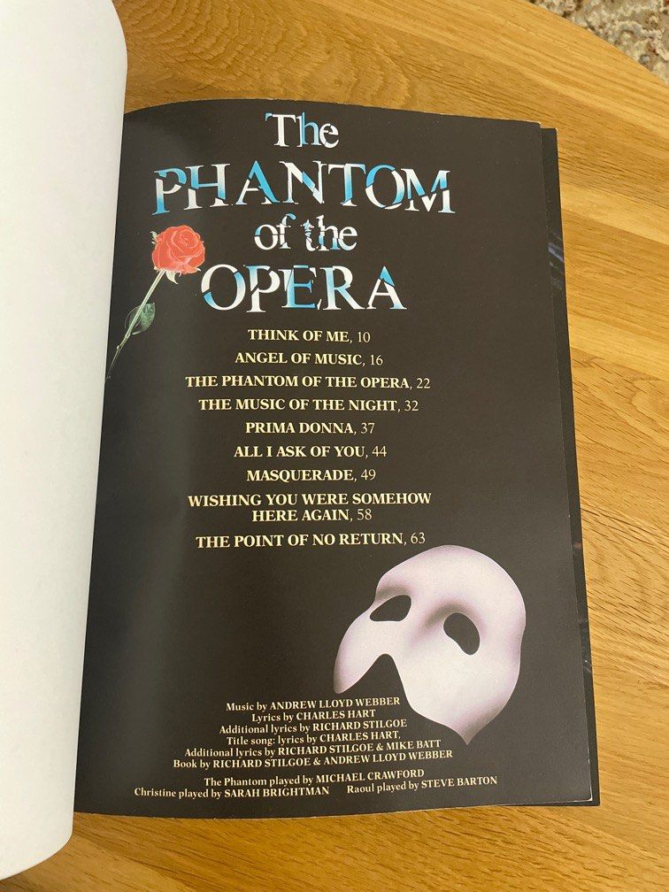 The Phantom of the Opera Piano book, Hobbies & Toys, Music & Media ...