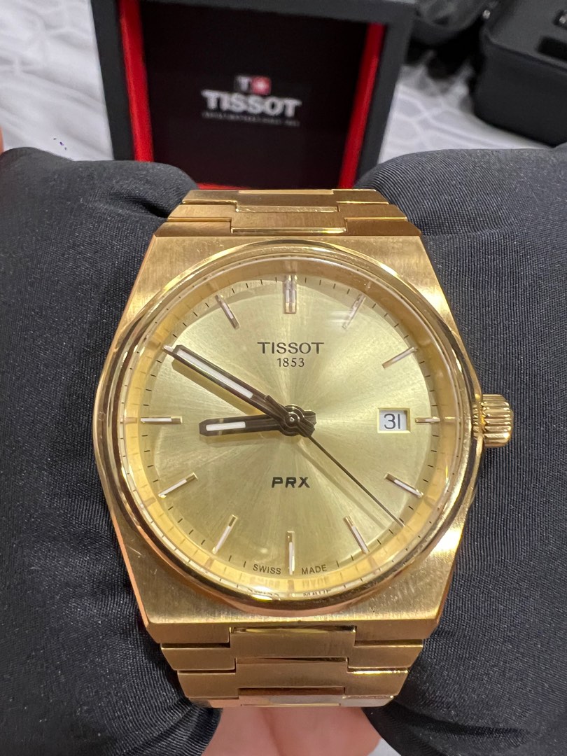 Tissot PRX Yellow gold 36mm, Luxury, Watches on Carousell
