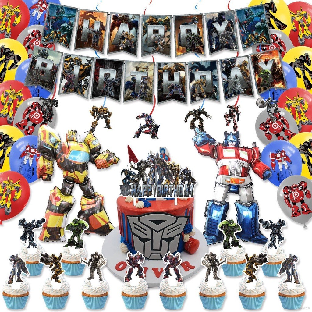 Transformers Theme Birthday Party Decorations Banner Cake Card Balloon ...