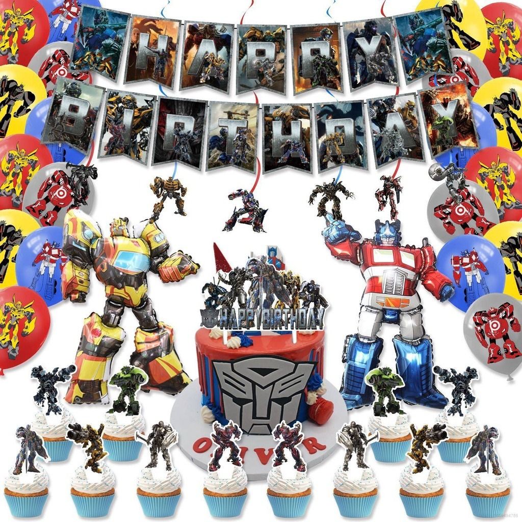 Transformers Theme Birthday Party Decorations Banner Cake Card Balloon ...