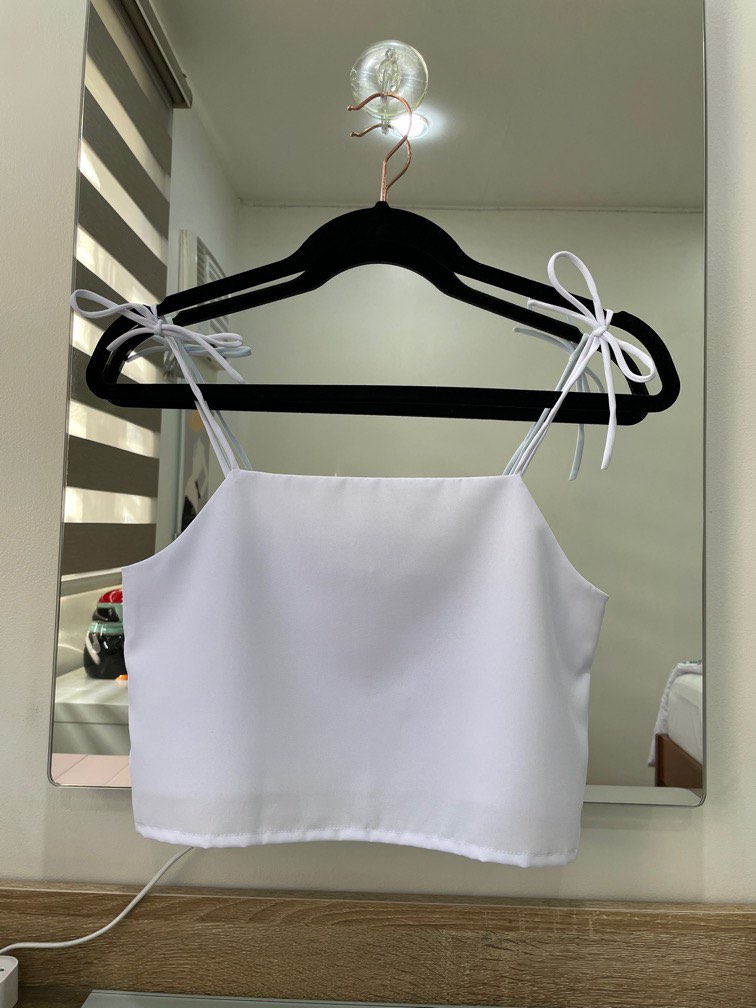 V. Alice Clothing Pauline Tie Top (White), Women's Fashion, Tops, Sleeveless on Carousell