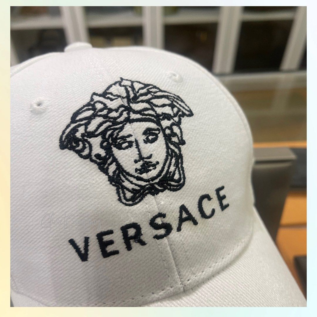 Versace Logo Cap Embroidered Logo in White, Women's Fashion, Watches ...