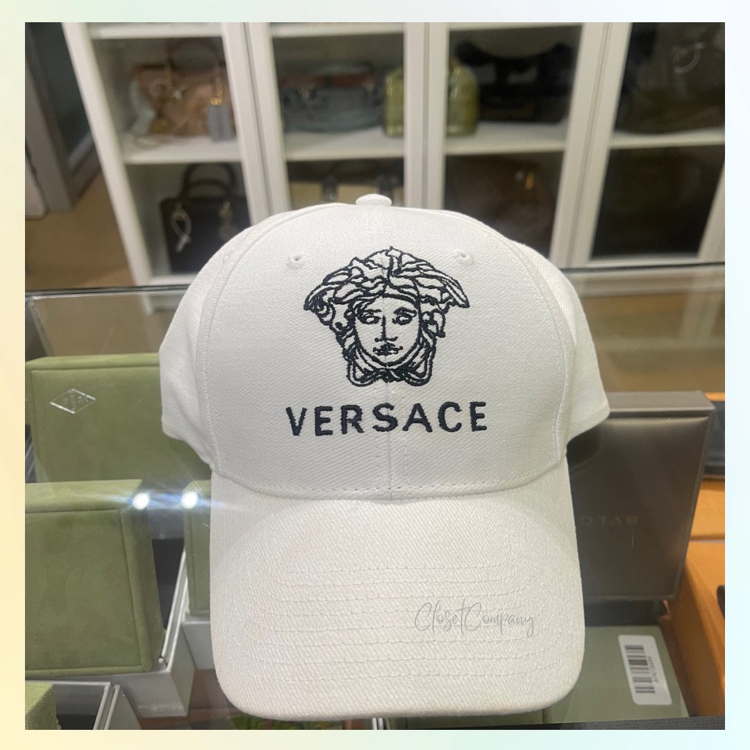 Versace Logo Cap Embroidered Logo in White, Women's Fashion, Watches ...