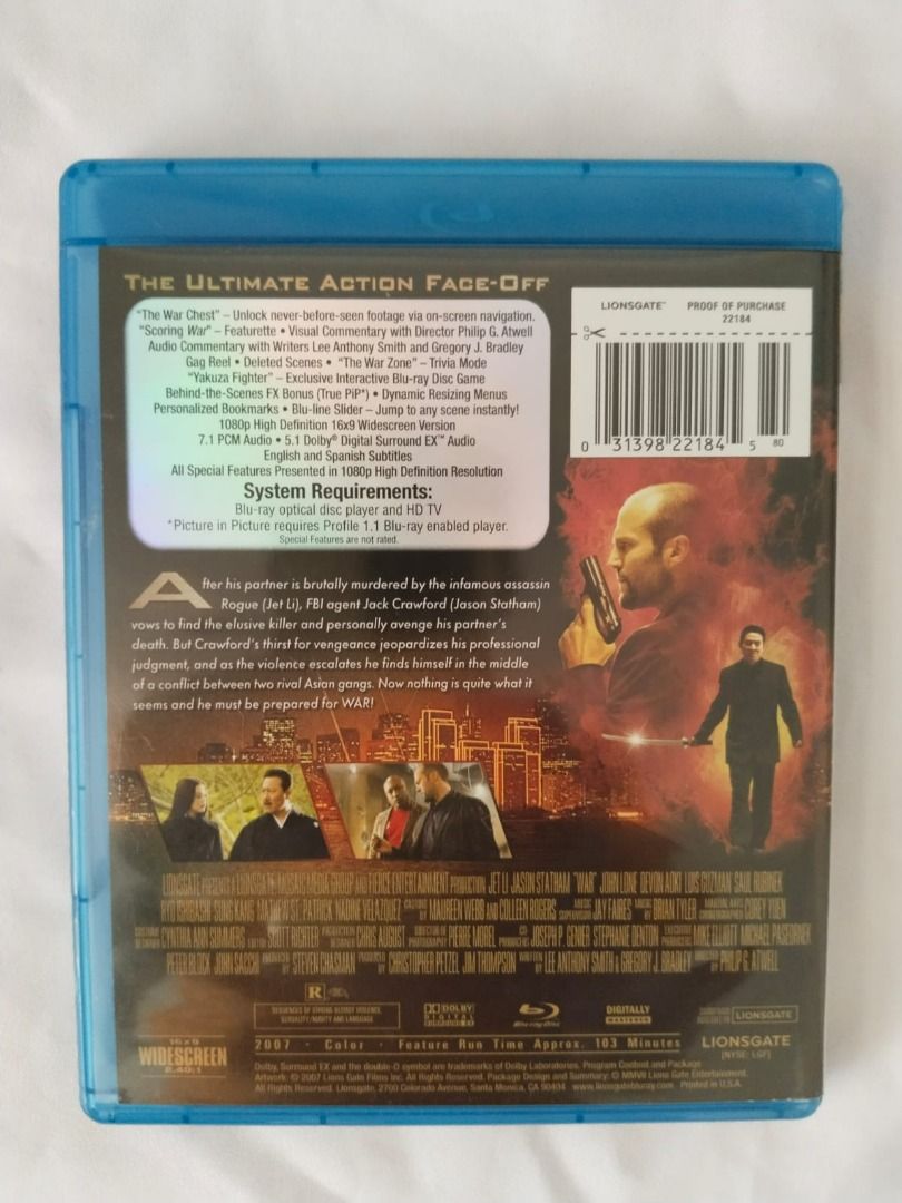 War - JEt Li & Jason Statham Blu Ray, Hobbies & Toys, Music & Media, CDs & DVDs on Carousell