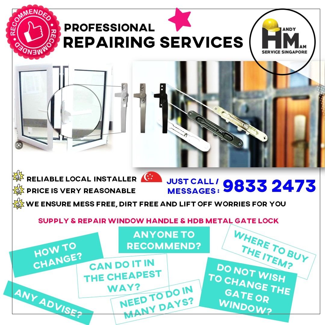 Window Handle & HDB Metal Gate Lock, Furniture & Home Living, Home ...