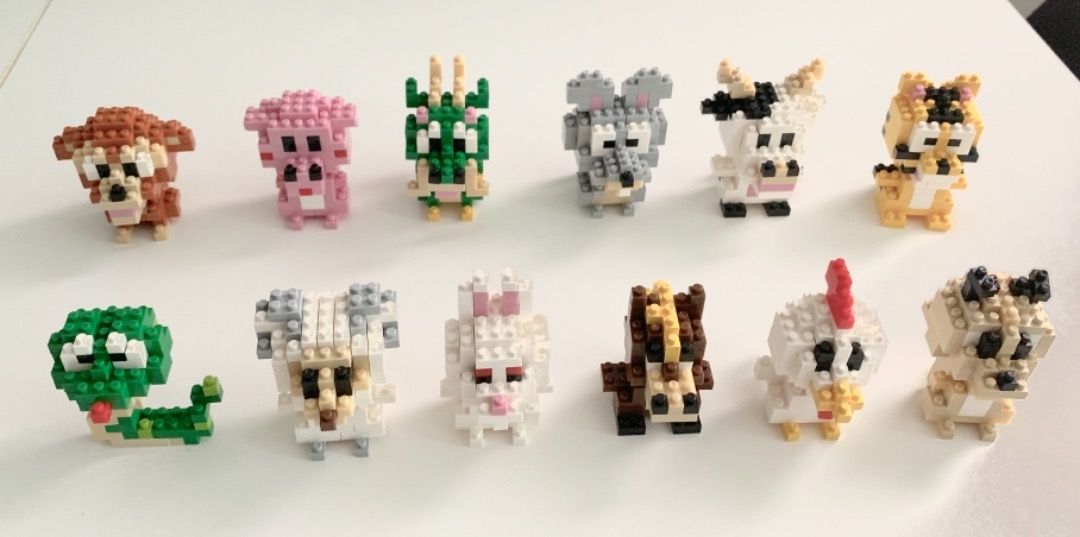 12 Chinese Zodiac Animal Lego Set, 興趣及遊戲, 玩具 & 遊戲類 - Carousell