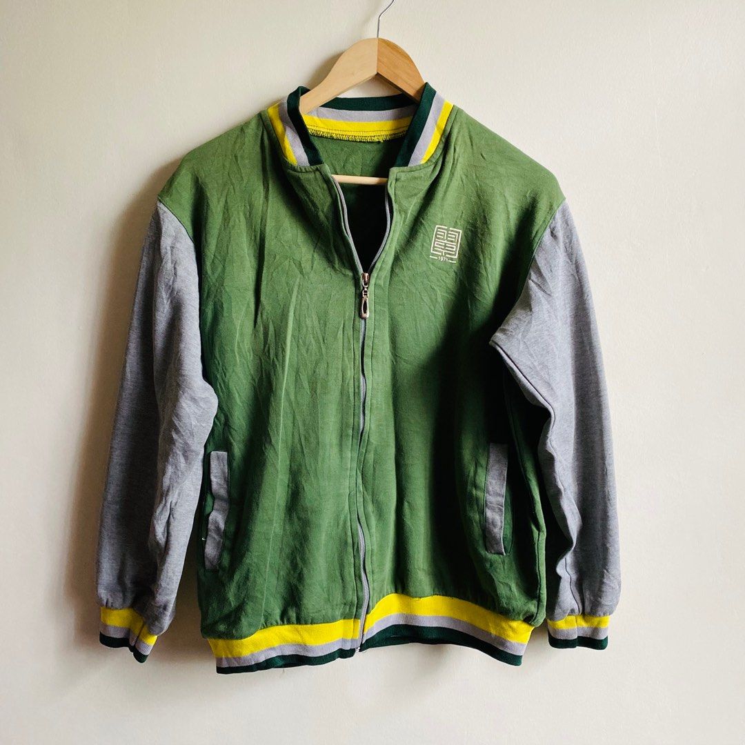 1971 Green Gray Varsity Jacket, Women's Fashion, Coats, Jackets and Outerwear on Carousell