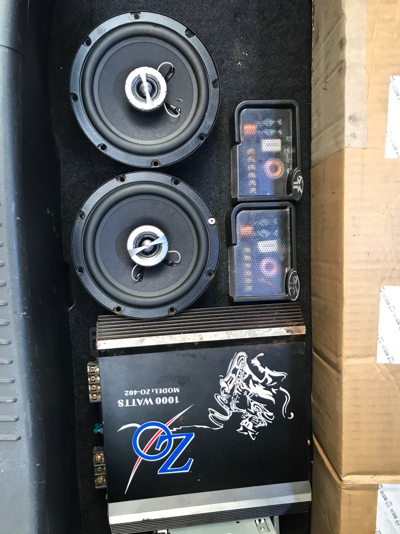 2 channel amplifier , co-axial 6.5” speaker and crossover set, Auto ...
