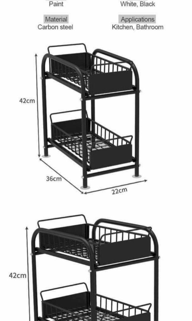 2 Layer Cabinet Drawer Shelf Multifunctional Kitchen Slip Pull Out ...