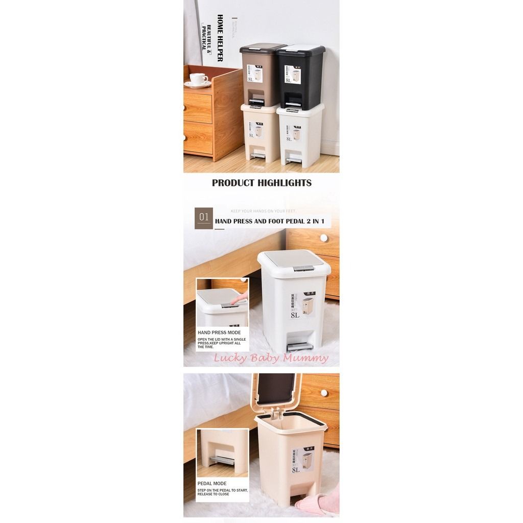 2 Way Plastic Dustbin / Waste Bin PP Material / ABS Dust bin / 4 SIZES ...