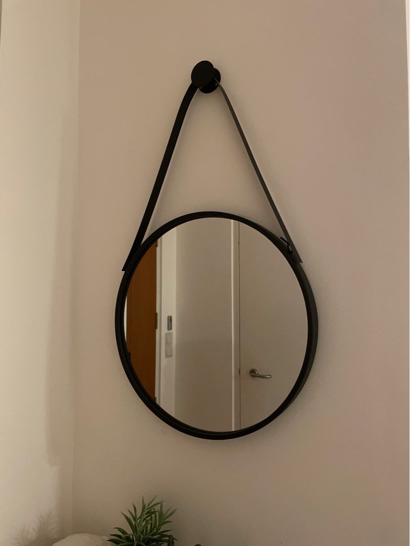 50cm Hanging Mirror with Black Rims, Furniture & Home Living, Home ...