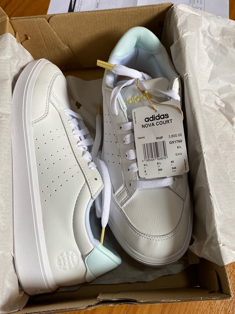 ADIDAS 26cm Tennis Nova Court Lifestyle White Shoes, Women's Fashion ...