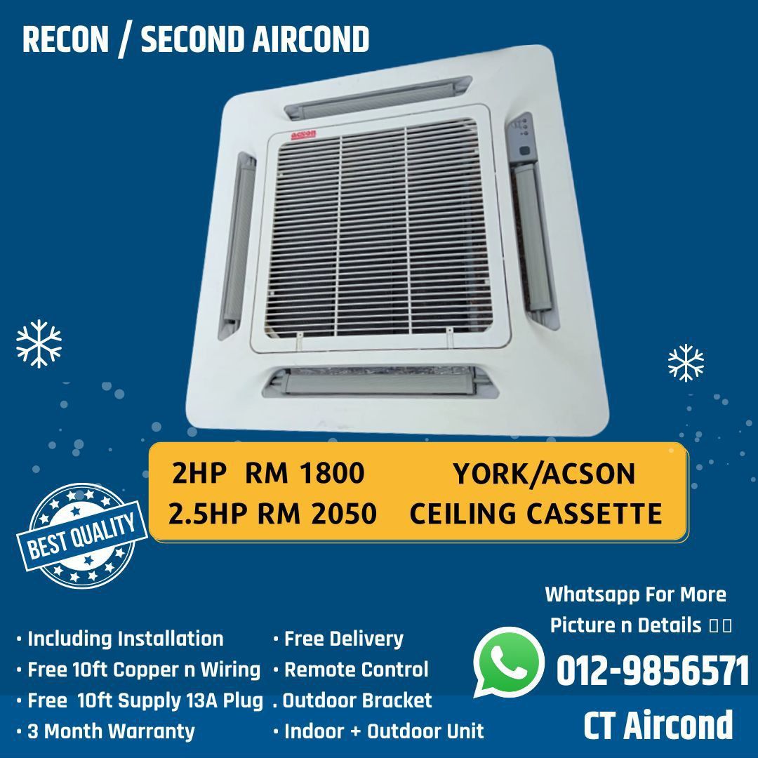 Aircond Acson Ceiling Cassette 2hp 38Bb, TV & Home Appliances, Air ...