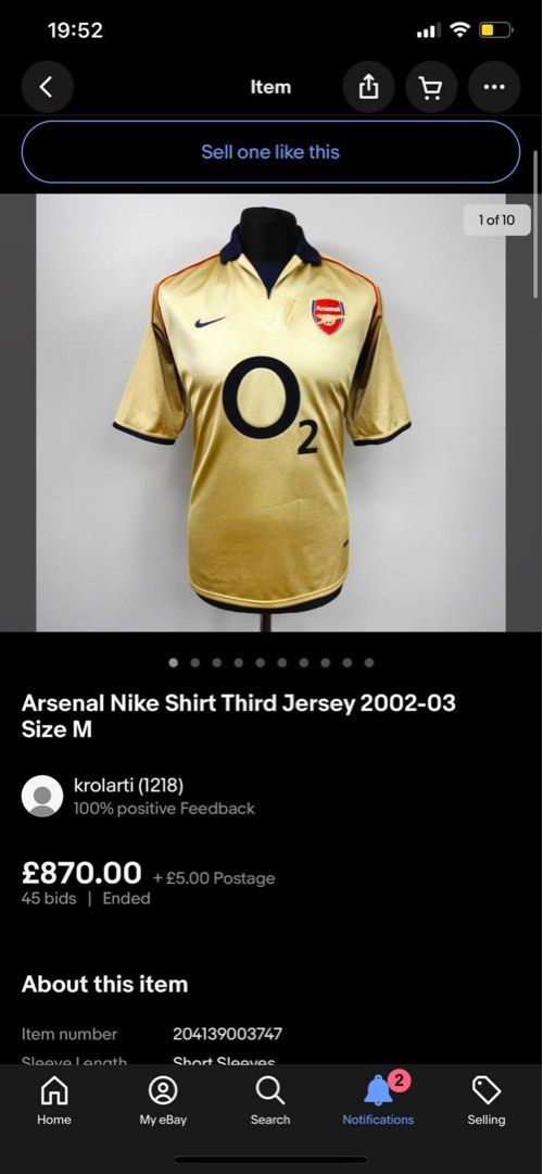 Arsenal 2002-03 Third Kit, Men's Fashion, Activewear on Carousell