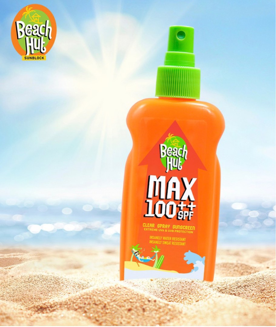 Beach Hut Sunblock MAX SPF 100 ++ Clear Spray Body Sunscreen 150mL ...